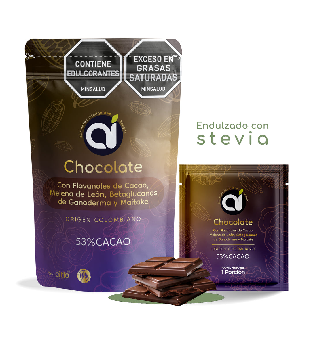 Chocolate con Flavonoides antioxidantes, y Hongos comestibles